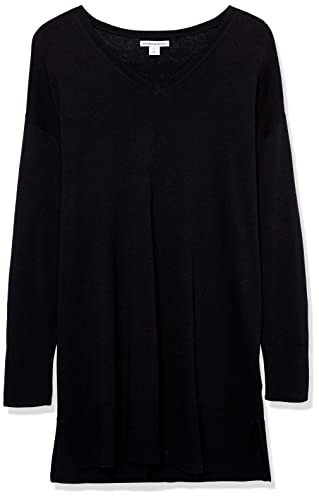 Amazon Essentials Women's Lightweight Long-Sleeve V-Neck Tunic Sweater (Available in Plus Size), Black, Large