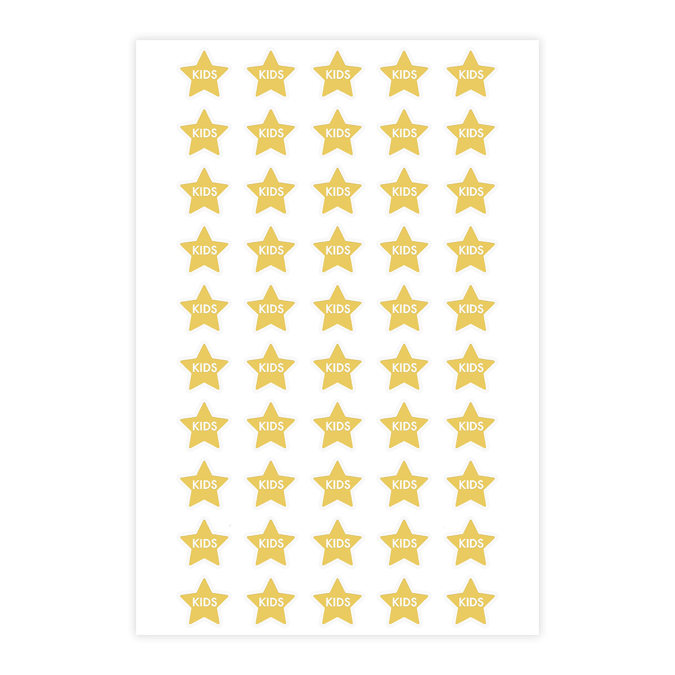ARK Creation 50 Wedding Meal Stickers for Place Cards - Place Card Menu Choices - Wedding Meal Choice Stickers (Gold, Kids Star)