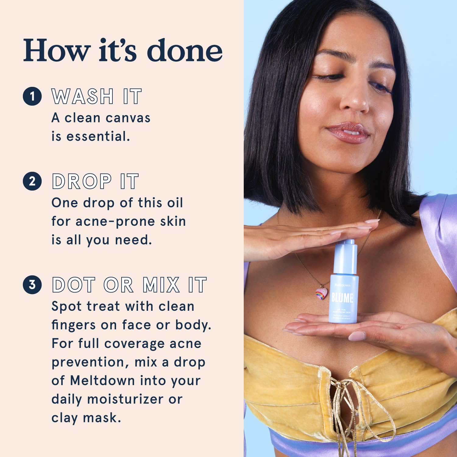 Blume Meltdown - Blue Tansy Face Oil - Acne Treatment + Pore Minimizer - Skin-Smoothing Face Serum with Black Cumin Seed & Rosehip Oil - Helps Calm Redness and Improve Texture (0.5 oz)