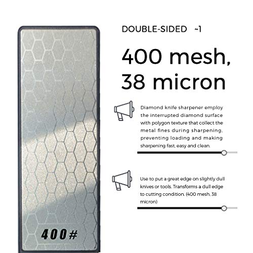 5-In-1 Diamond Sharpening Plate Knife And Scissors Sharpener Ceramic Knife Sharpener Rod Double-Sided 400/1000 Grit Honeycomb Surface Outdoor Kitchen Grinding Tool