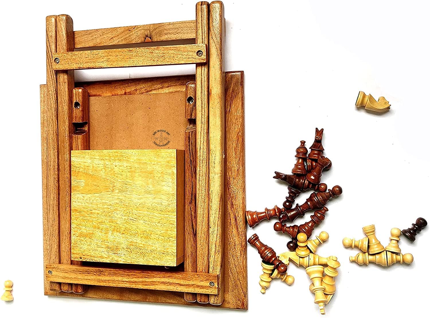 Ark Wood Art international Wooden Handmade Magnetic Chess Table Rosewood Wood | Chess Set with Folding Game Board | Home, Office, Travelling and Gift Uses|100% Quality.