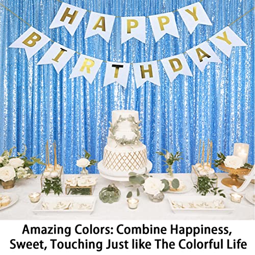 8FTx8FT Baby Blue Glitter Backdrop Curtain Sequin Curtains 96 inches Long Sequin Fabric Photo Booth Backdrop Sequin Curtains for Backdrop Decoration