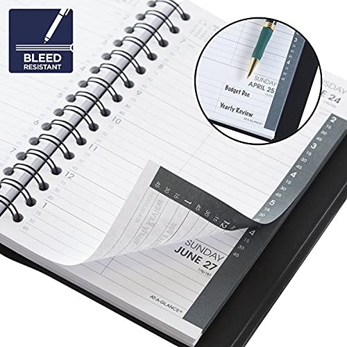 2022 Daily Appointment Book & Planner by AT-A-GLANCE, 5" x 8", Small, Black (7080005)
