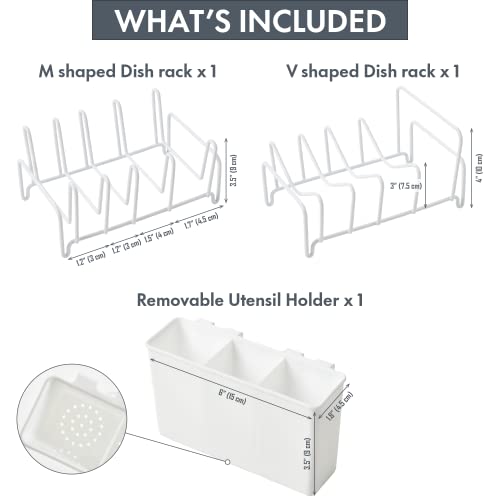 Better Things Home BTH Dish Racks Set - 2 Dish Racks & 1 Removable Cutlery Holder - Compatible with BTH Tri-fold Silicone Drying Mat