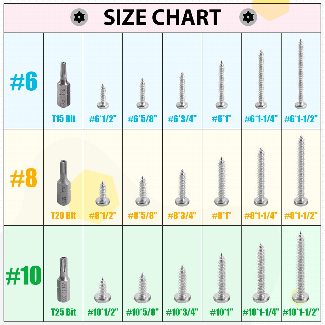 Hilitchi 50 Pcs #8 x 3/4” Stainless Steel Button Head Torx Sheet Metal Screws Security Silver Screws Anti-Theft Tamper Proof with Bit T20