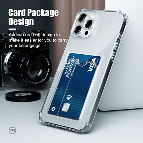 AKABEILA Case for iPhone 14 Pro Clear Cute Phone Case Soft TPU Wallet Case Slim Bag Cover Shockproof with Card Slot Holder