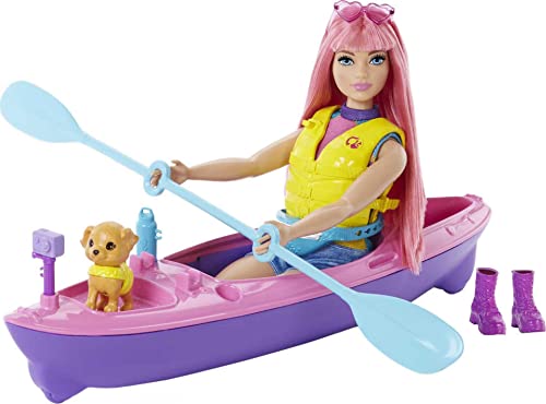 Barbie It Takes Two Doll & Accessories, Playset with Kayak, Puppy & Accessories, Daisy Doll with Curvy Body & Pink Hair