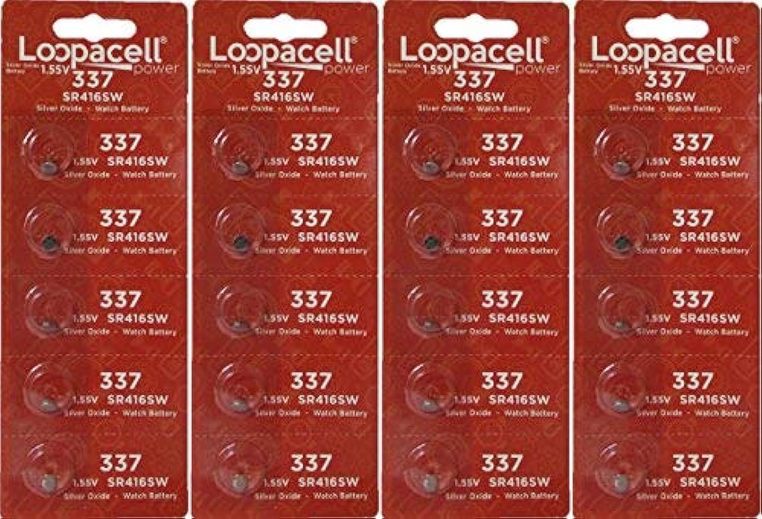 Loopacell 337 (SR416SW) 1.55V Silver Oxide Watch Battery (20 Batteries)