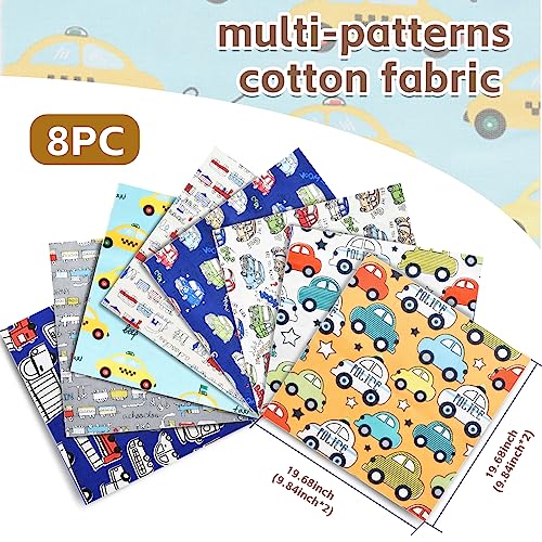 8PCS Cotton Quilting Fabric Bundles 100% Cotton Fat Quarters 20βx20β-Medium Weight- for DIY Crafts,Quilting, Sewing Project, Patchwork (Blue)