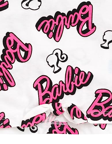 Barbie Little Girls T-Shirt and Dolphin Active Shorts Outfit Set Pink/Black 7-8