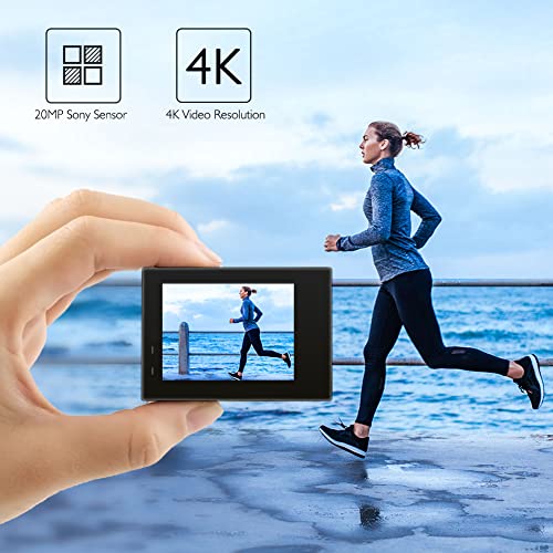 AKASO Brave 4 4K30fps Action Camera + Kingston 64GB MicroSDXC Memory Card Accessories Kit Bundle - 20MP Ultra HD Photo EIS 30m Waterproof Camera WiFi Remote Control 5X Zoom Underwater Video Cameras