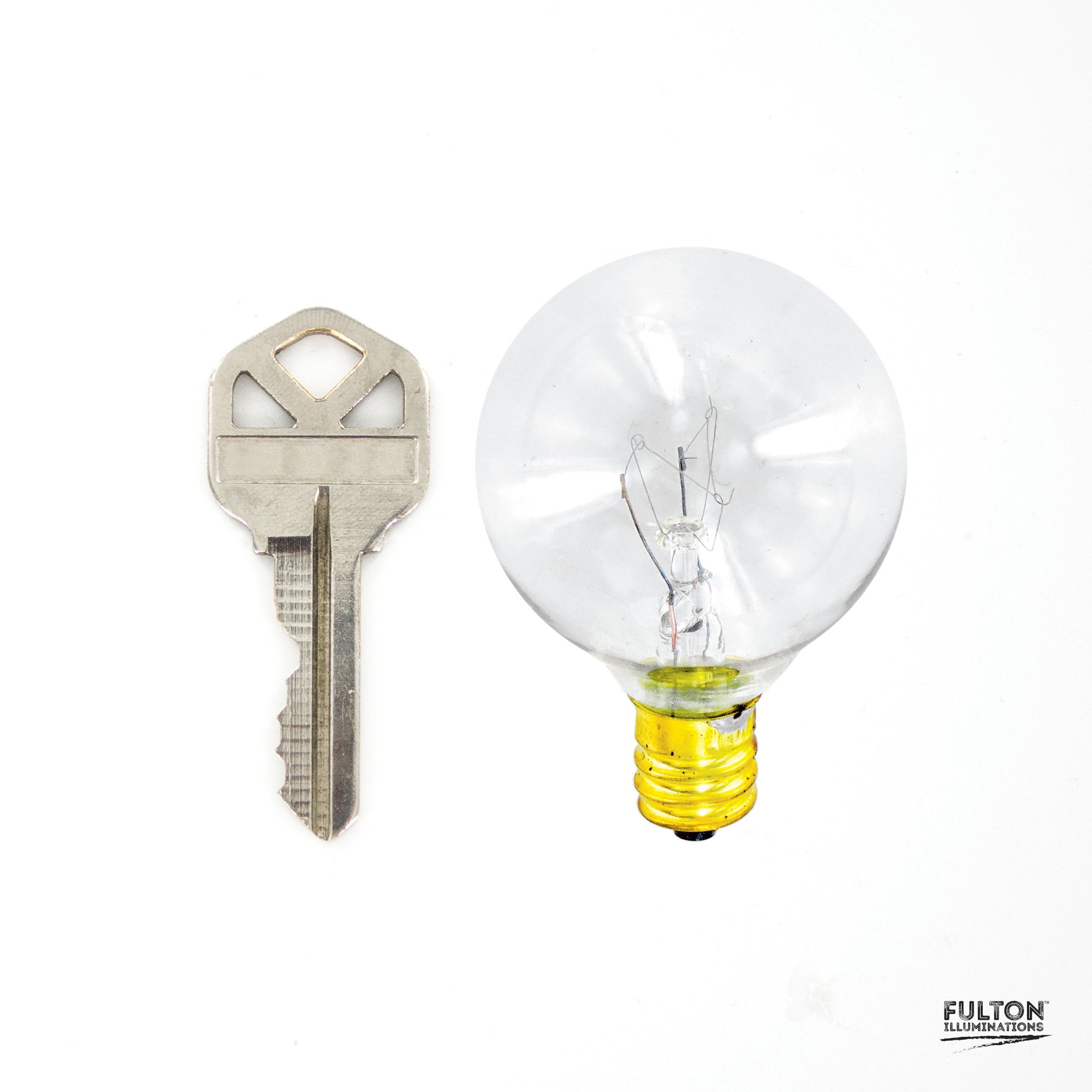 25 Pack of G40 Globe Light Bulbs for String Lights - Fits E12 and C7 Sockets - 5 Watt Replacement Clear Glass Bulbs