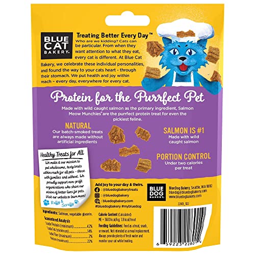 Blue Cat Bakery Meow Munchies Salmon Treats for Cats, 2.1 Oz Pouch (Pack of 4)