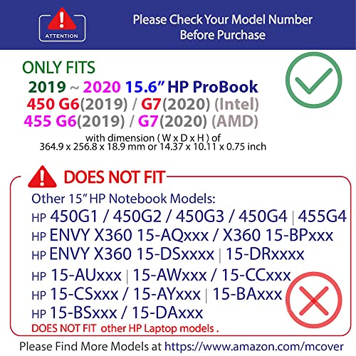 mCover Case Compatible for 2019~2020 15.6" HP ProBook 450 G6 / G7, ProBook 455 G6 / G7 Series Notebook PC Only (NOT Fitting Other HP Models) - Purple