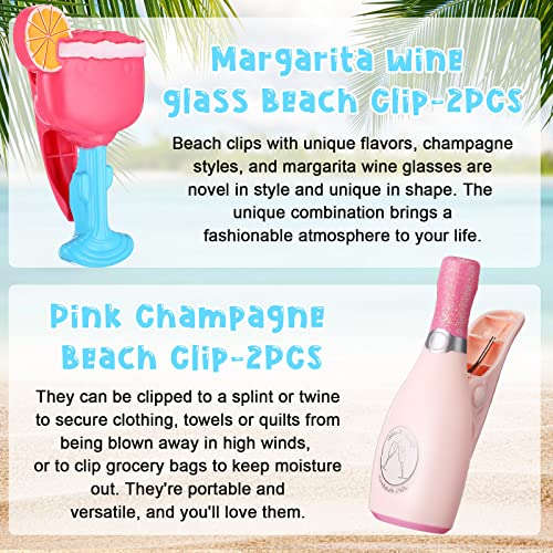 8 Pcs Beach Towel Clips for Beach Chairs Decorative Beach Chair Clips Pool Clips for Chairs Plastic Windproof Beach Towel Holder Funny Decorative Clothespins for Patio Accessories Summer, 4 Styles