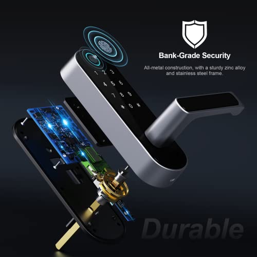 Dermum Smart Lock, Keyless Entry Door Lock, Smart Door Lock, Smart Lock for Front Door, Door Lock with Keypad, Fingerprint Door Lock, Biometric Door Lock, Digital Door Lock with Handle