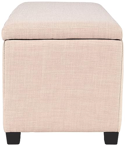 Amazon Basics Upholstered Storage Rectangular Ottoman and Entryway Bench, Beige, 35.5"W x 16.5"D x 17"H