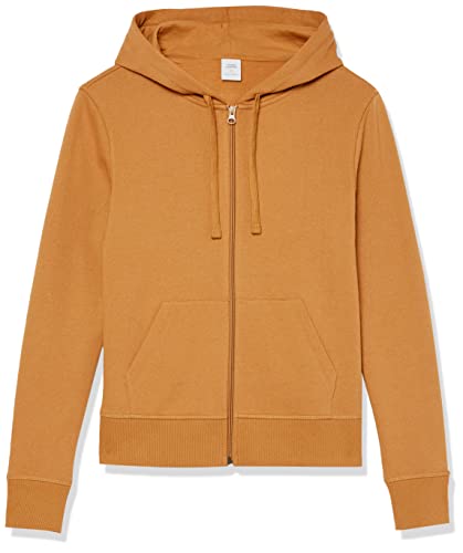 Amazon Essentials Women's French Terry Fleece Full-Zip Hoodie (Available in Plus Size), Dark Camel, Medium