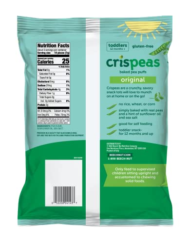 Beech-Nut Crispeas Original Baked Pea Puffs Toddler Snack, 1.4 oz Bag