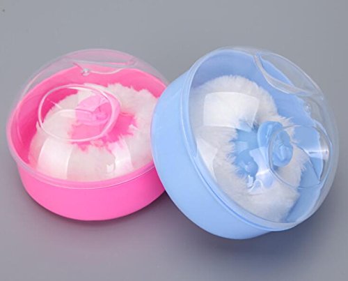 ericotry 2 Pcs Baby After-Bath Powder Puff Sponge Box Kit Dispensor DIY Make up Cosmetic Loose Powder Jar Container Case (Blue)