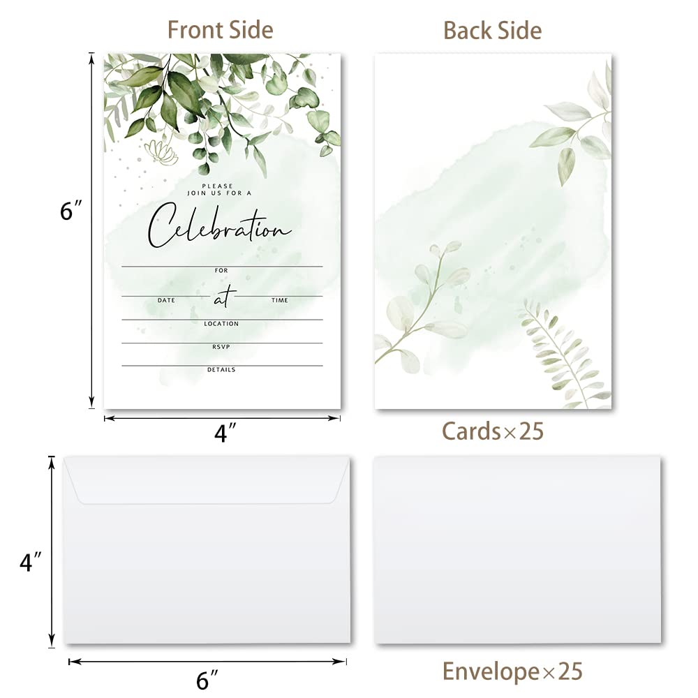25 Wedding Reception Invitation, Bridal Shower Fill-in Invites Cards, Engagement Invitations with Envelopes, Beautiful and Minimalist Wedding Planning Supplies (JY083)