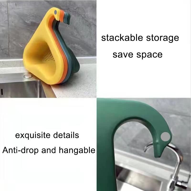 4 Pack Kitchen Sink Drain Basket Swan Drain Rack, Multifunctional Kitchen Triangular Sink Filter Swan Drain Basket for Kitchen Sink Hangs on Faucet Fits All Sink