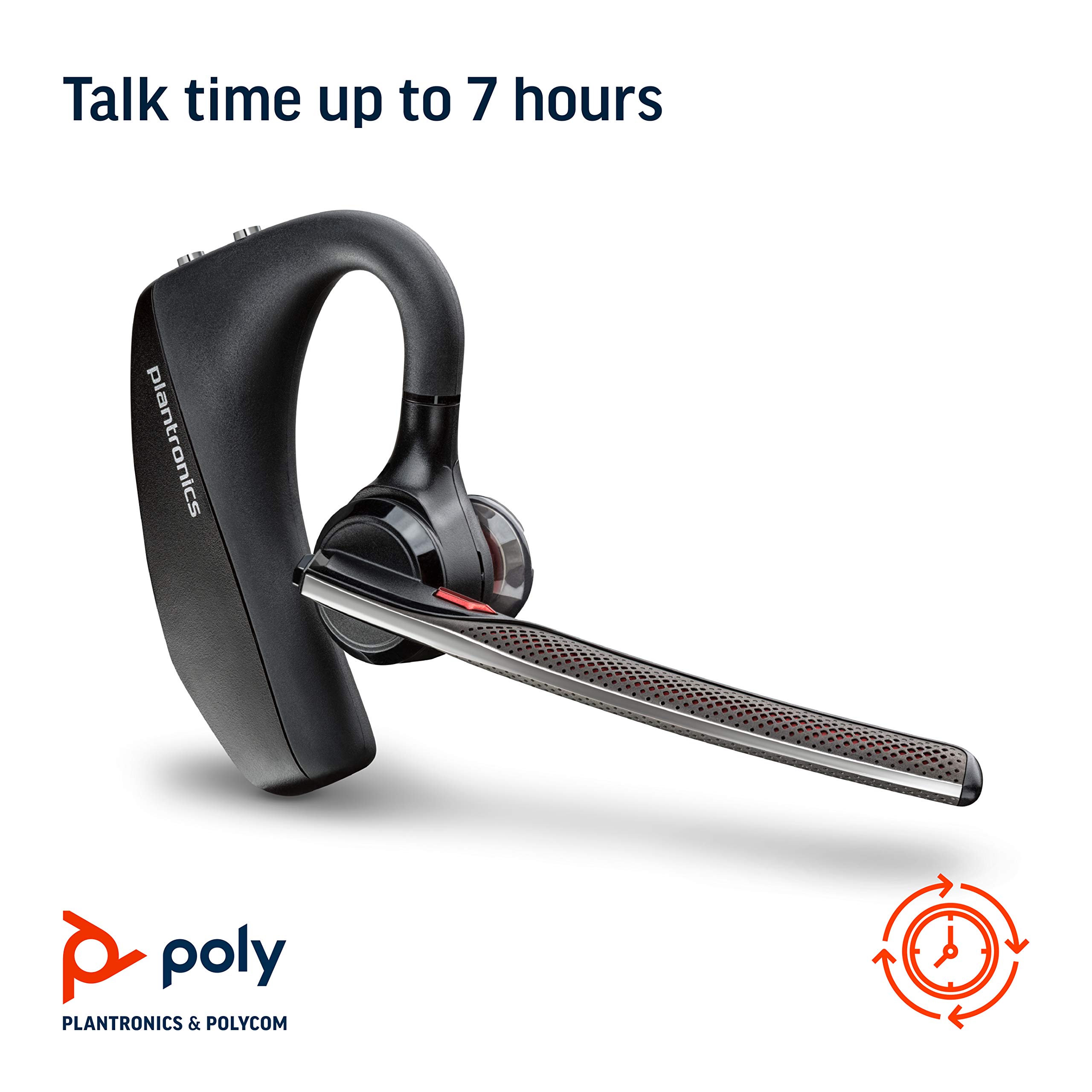 Plantronics - Voyager 5200 (Poly) - Bluetooth Over The Ear (Monaural) Headset - Compatible to Connect to Cell Phones - Noise Canceling, (Charger Case not Included)