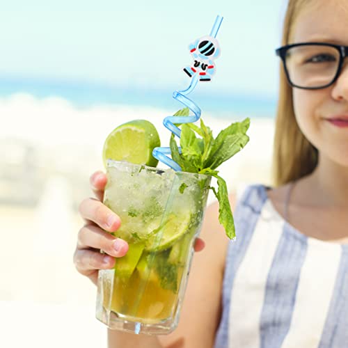 32pieces Kids Drinking Straws Reusable Outer Space Theme Kids Party Straws for Theme Party Crazy Straw(Astronauts)