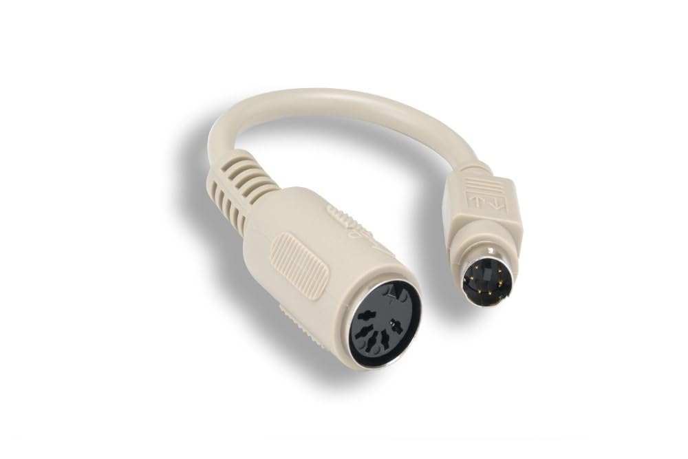 KENTEK 6 Inch in Mini DIN6 PS/2 Male to DIN5 at Female Keyboard Adapter Converter Cable Cord MDIN6 6 Pin to DIN5 5 Pin M/F for PC Mac Linux