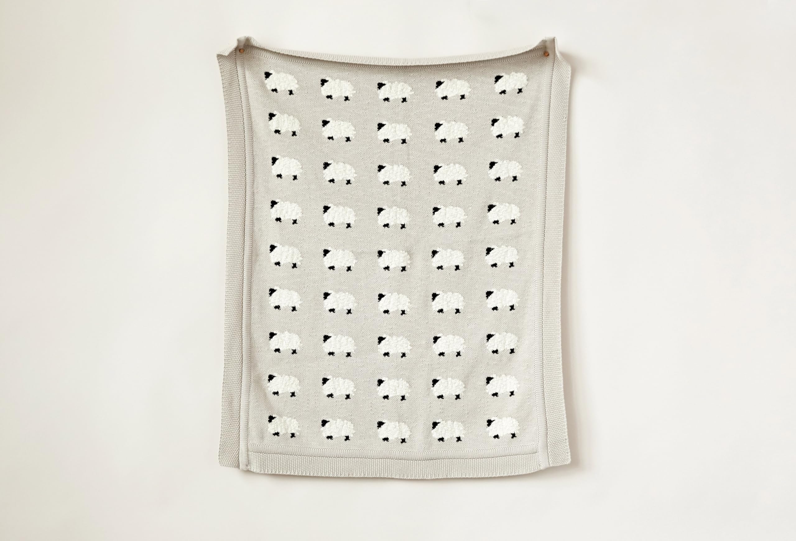 Creative Co-Op Grey Cotton Knit Sheep Blanket