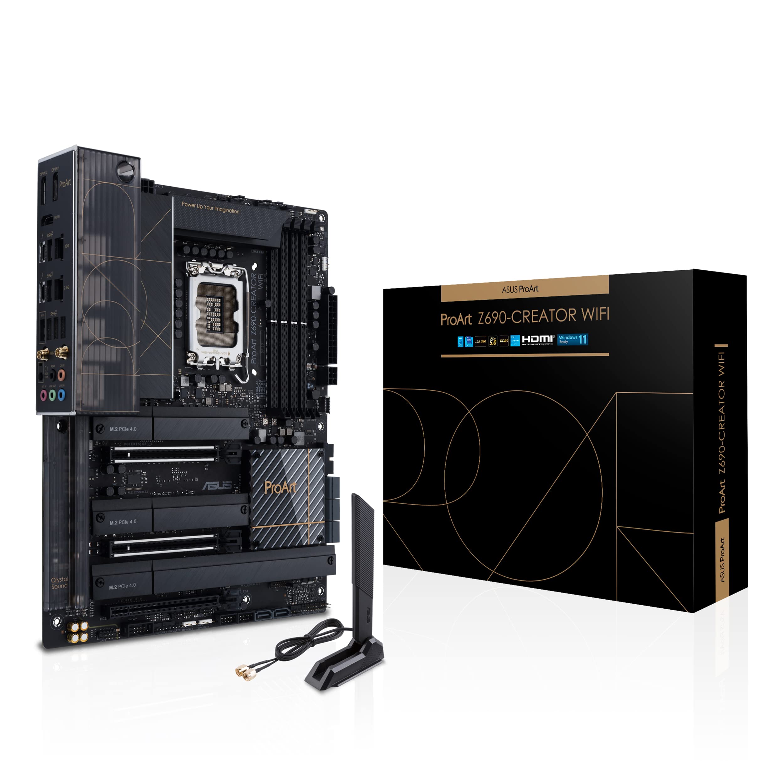 ASUS ProArt Z690-Creator WiFi 6E LGA 1700(Intel 12th Gen) ATX content creator motherboard(PCIe 5.0,DDR5,2X Thunderbolt 4,10G&2.5G LAN,4xM.2,front panel USB 3.2 Gen2x2 Type-C ports)