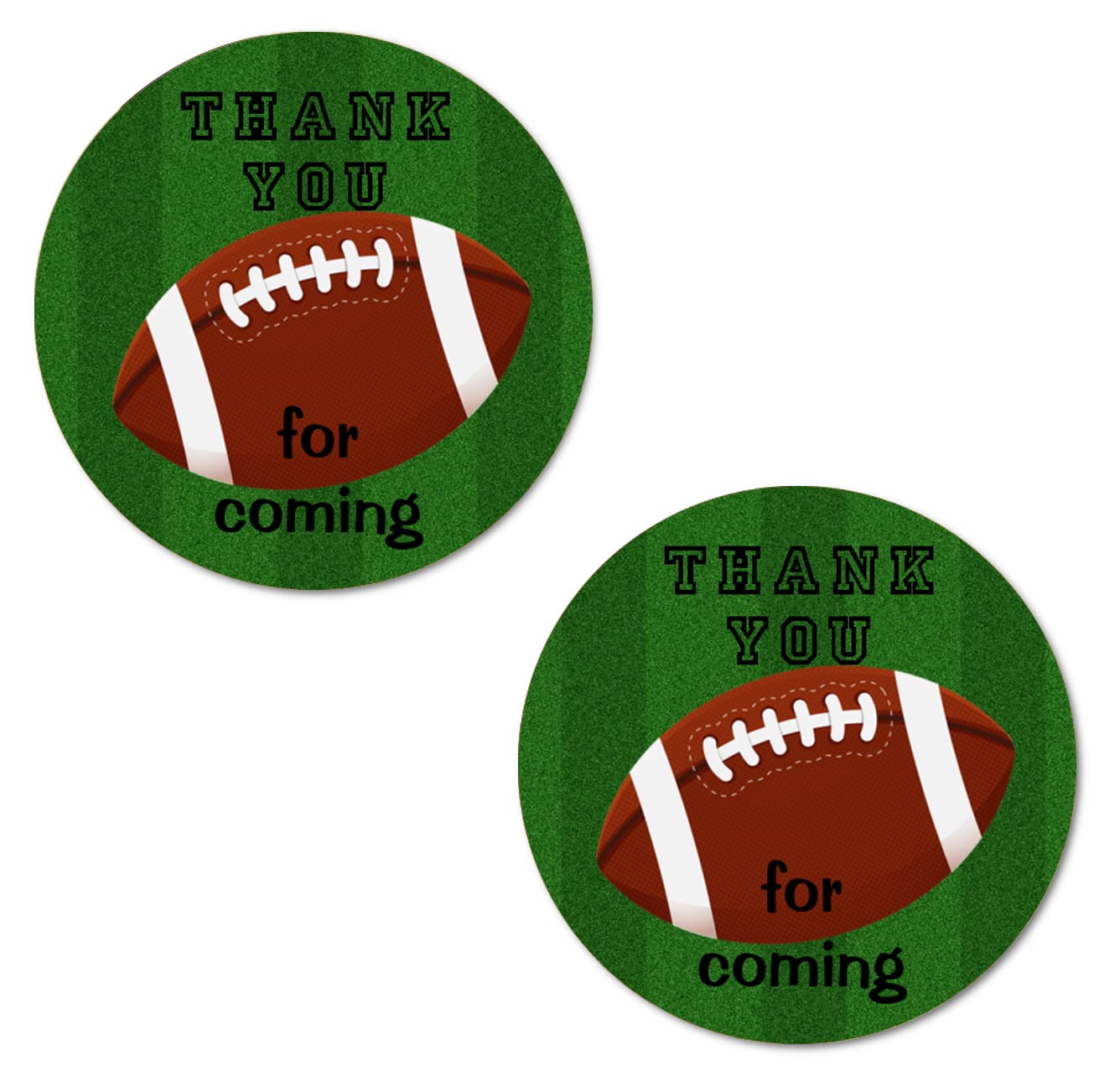 40 Thank You Football Labels, 2 Inch Big Round Glossy Stickers, Great Stickers for Birthday Party, Baby Shower, Wedding, Graduation, or Any Family Event Decorations, Made in USA