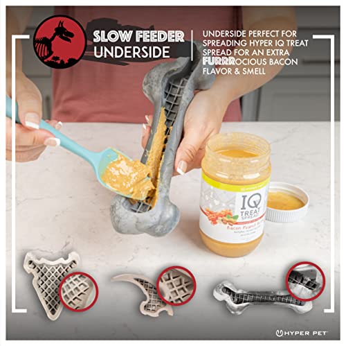 Hyper Pet Fossil Durable Dog Slow Feeder, Chew Toy, Interactive, Bacon Flavored Long Lasting for Aggressive Chewers, Megalodon Tooth, for All Breeds