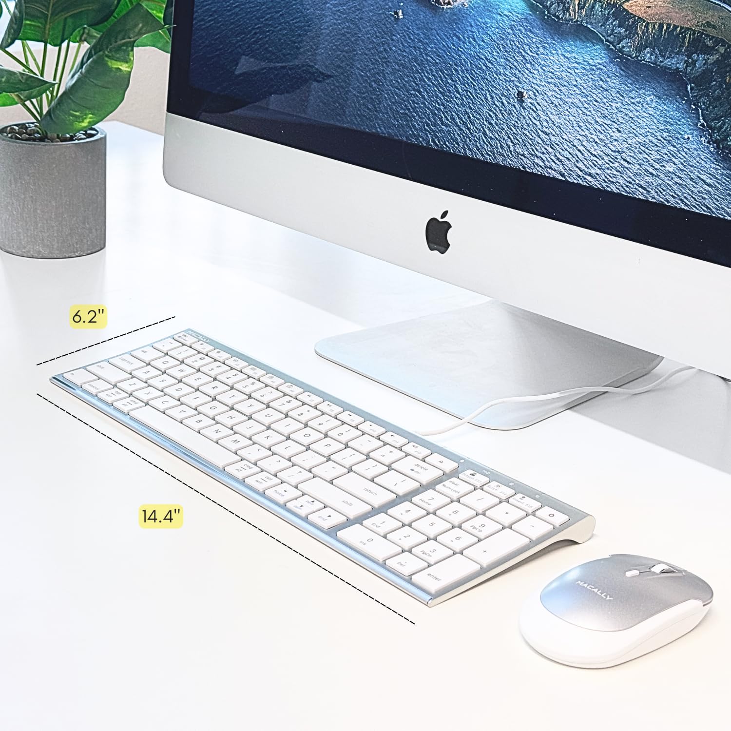 Macally Wired Keyboard for Mac, Compatible Apple Keyboard - Slim, Space-Saving Design USB Keyboard with Numeric Keypad - Budget-Friendly Laptop, MacBook Pro/Air, iMac Keyboard Replacement