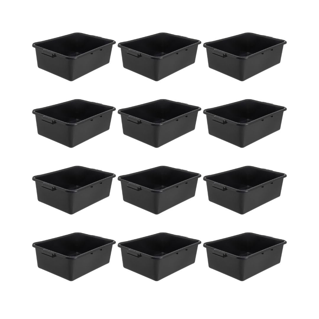 Carlisle FoodService Products N4401103 Comfort Curve⢠Ergonomic Wash Basin Tote Box, 7" Deep, Black (Pack of 12)