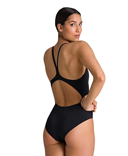 Arena Women's Standard Team Swimsuit Light Drop Solid Fl, Black-White, 36