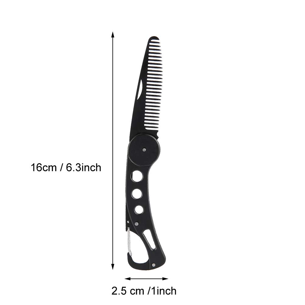Men Mustache Beard Comb Stainless Steel Foldable Antioxidant Beard Comb for Travel and Daily Use Portable Shaving Comb with Opening Function