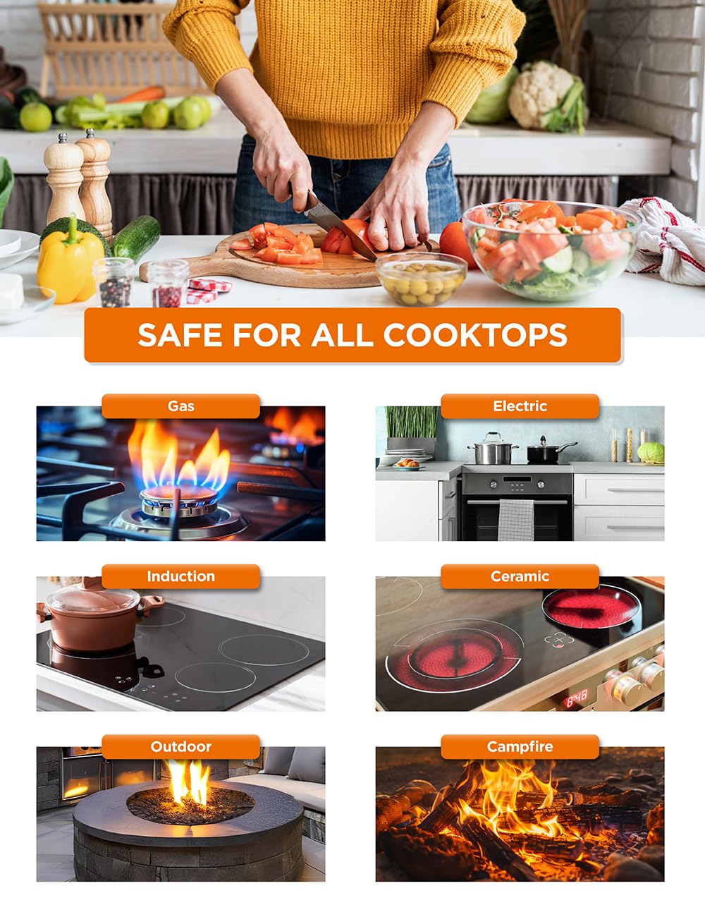 Commercial CHEF 12" Carbon Steel Wok with Acacia Wood Handle, Non Stick Stir Fry Pan with Ceramic Coating, Safe for Any Cooktop or Grill, Lighter and Cools Faster than Cast Iron