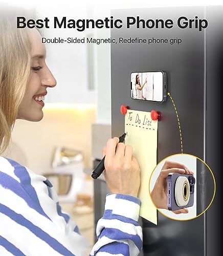andobil Magnetic Phone Grip (Upgrade) for Magsafe, [Strongest Magnet Power] Phone Ring Holder Dual-Sided Magnet Compatible with Magsafe Series iPhone 14 13 12 Pro max, All Phones and Cases, Black