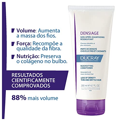 Ducray Densiage Redensifying Conditioner, Visiblity Thickens Brittle Aging Hair, 6.7 oz.