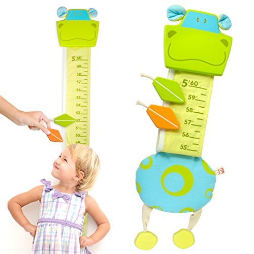 I'm Wood and Fabric Wall Growth Chart, Height Measurement, Scale, Ruler for Kids (Hippo)