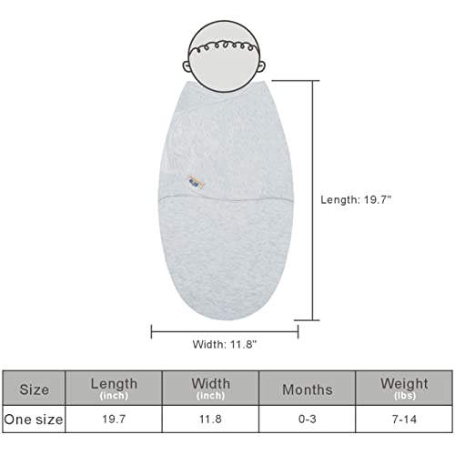BlueSnail Adjustable Baby Cotton Swaddle Wrap, Ultra Soft Newborn Essentials Easy Wrap Velcro Swaddle (3 Pack,0-3 Month)(Heather Grey)