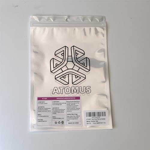 Body Piercing Needles, ATOMUS 10pcs 16G Stainless Steel Sterile Disposable Ear Nose Navel Nipple Lip Piercing Needles