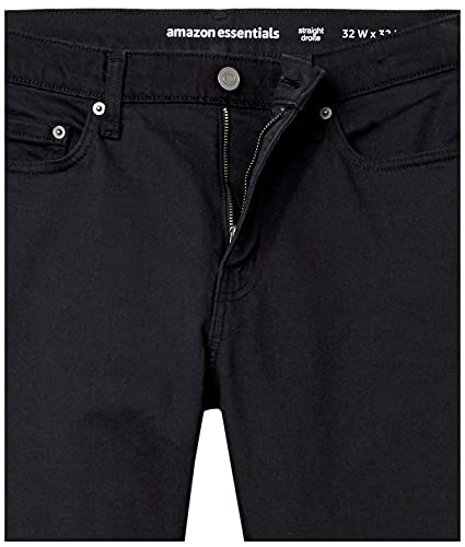 Amazon Essentials Men's Straight-Fit Stretch Jean, Black, 28W x 28L