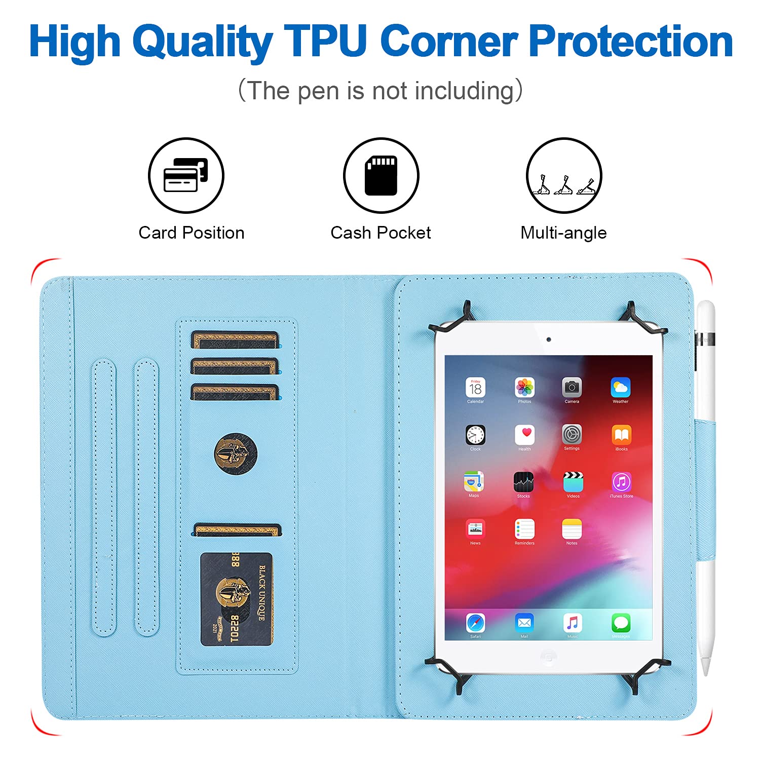JZCreater 10 Inch Tablet Case, Universal 10 10.1 Inch Android Tablet Cover, Multi-Angle Viewing Stand Case for 9.5-10.5 Inch Tablet, Purple Butterfly