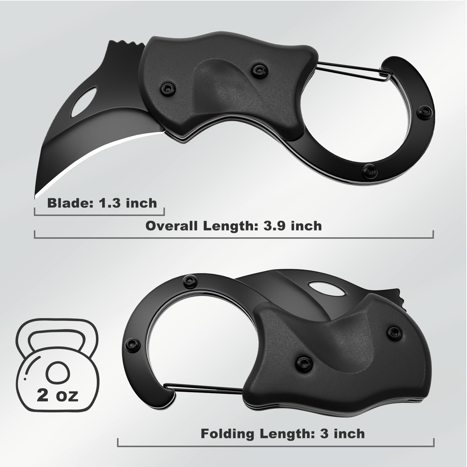 CIZPIROK Mini Pocket Knife Keychain Knife Cute Box Cutter - 3.9 Inch EDC Small Folding Knife, Stocking Stuffers Gifts for Men and Women (Light Black)