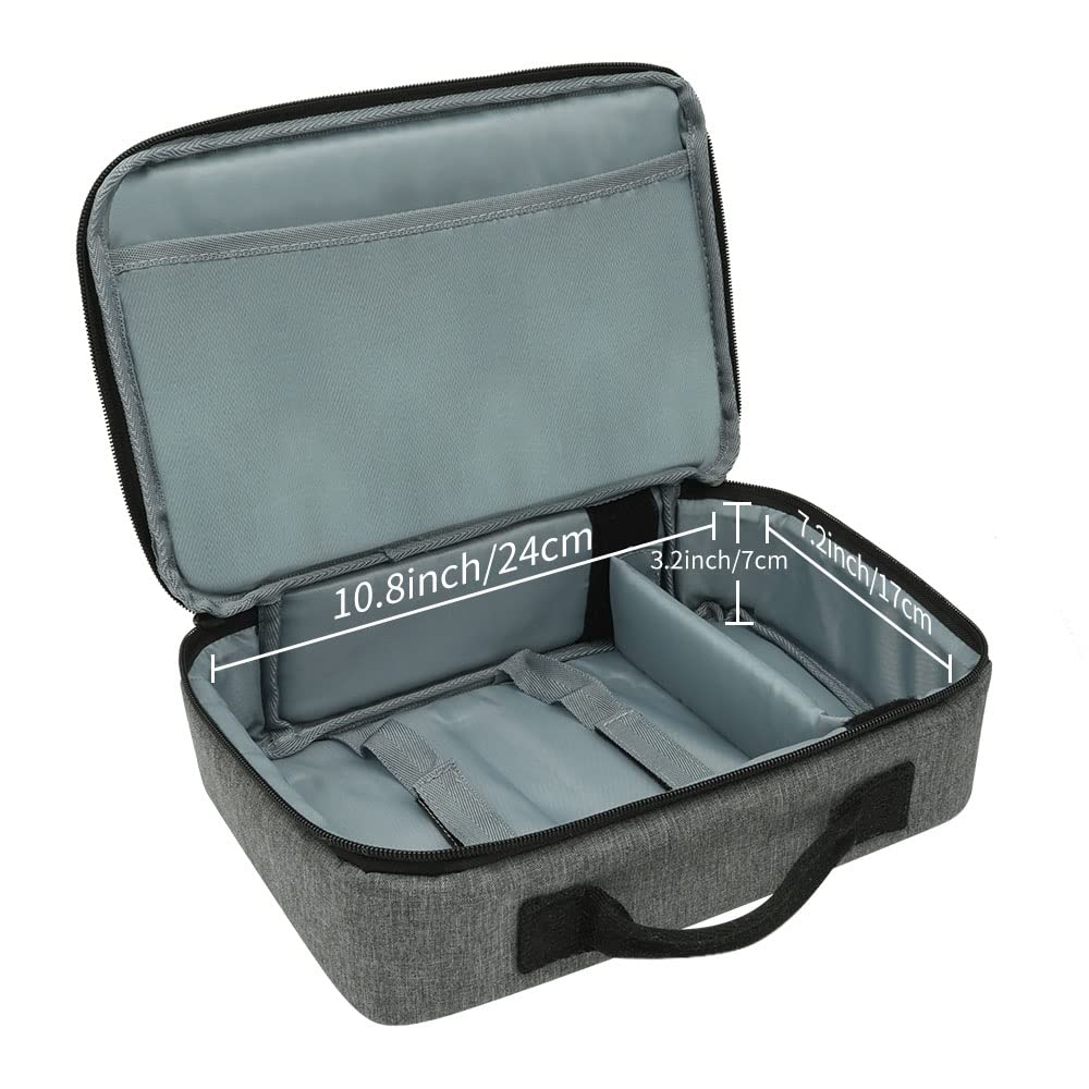 3 Stone T20 Mini Projector Travel Bag Carry Case, Portable Carrying Handbag, up to 10.5 x7x 3 inches - Accessory Pockets Customisable Dividers- Compatible with More- Gray
