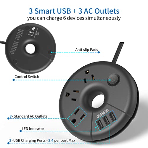 25 ft Long Cord Power Strip Bundle, NTONPOWER 6 Outlets 4 USB 25 ft Flat Plug Extension Cord Power Strip, 3 Outlets 3 USB Compact Power Strip with 25 Ft Cord, for Home, Office, Dorm Room Essentials