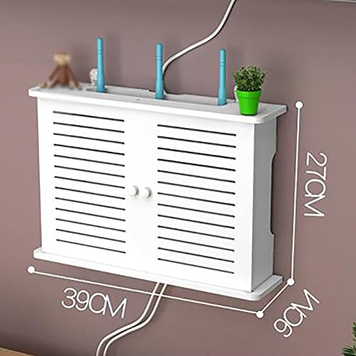 Jaquiain Wireless WiFi Router Storage Boxes Wooden Box Cable Wire Bracket Wall Plug Board Storage Shelf S