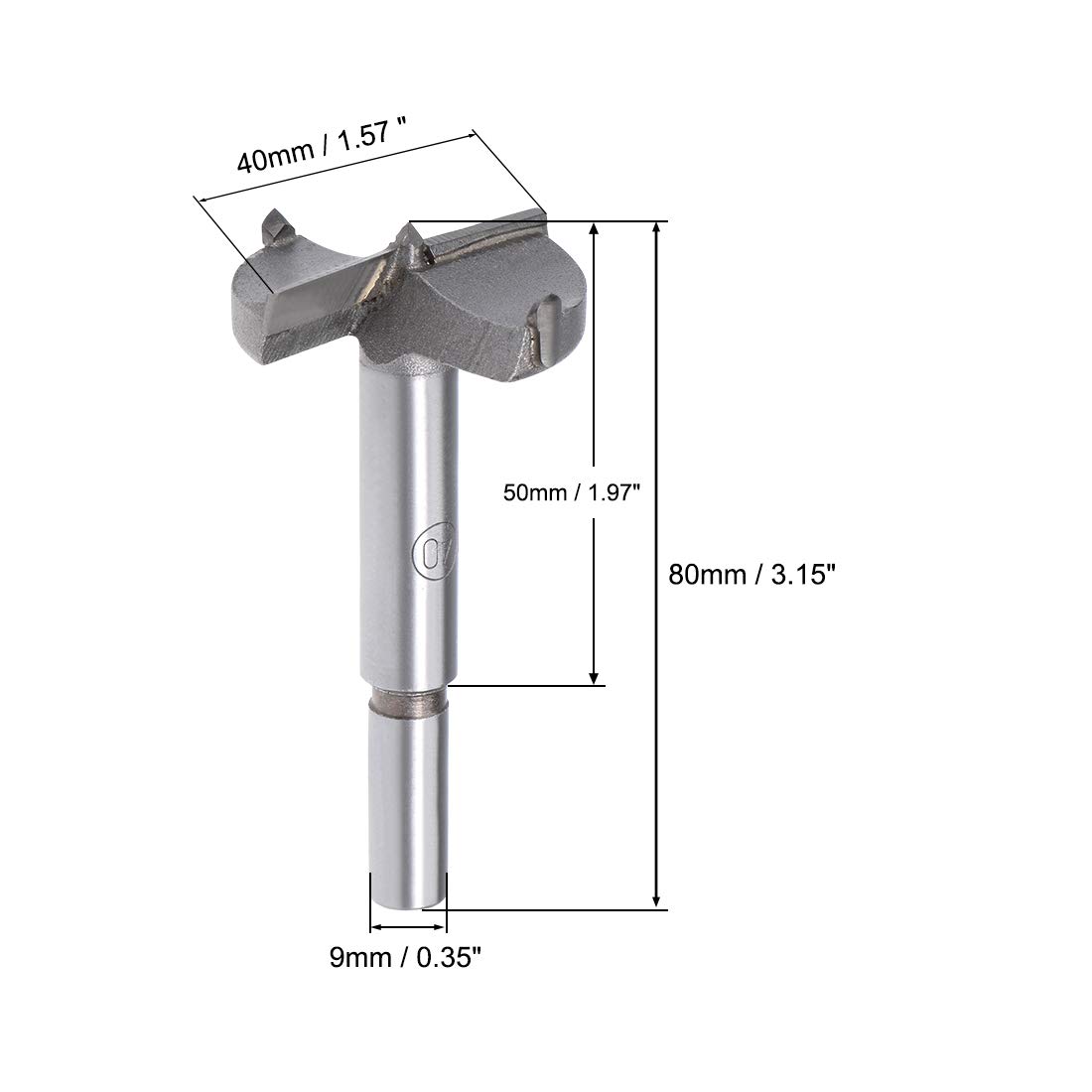 uxcell Forstner Drill Bits 40mm, Tungsten Carbide Wood Hole Saw Auger Opener Woodworking Hinge Hole Drilling Boring Bit Cutter Gray with Case